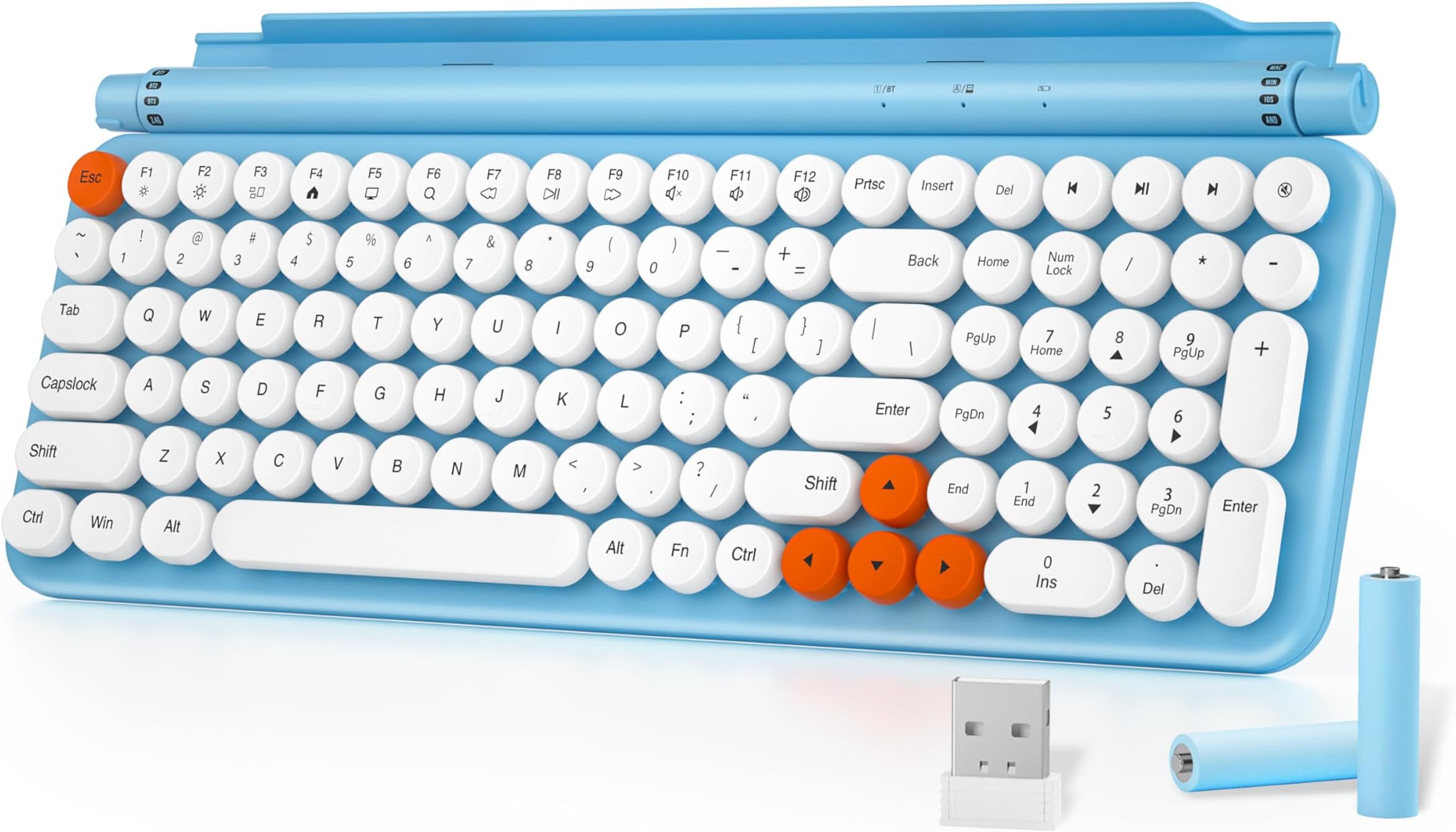 Amazon.com: Wireless Bluetooth Keyboard for ipad, 105 Keys Retro ...