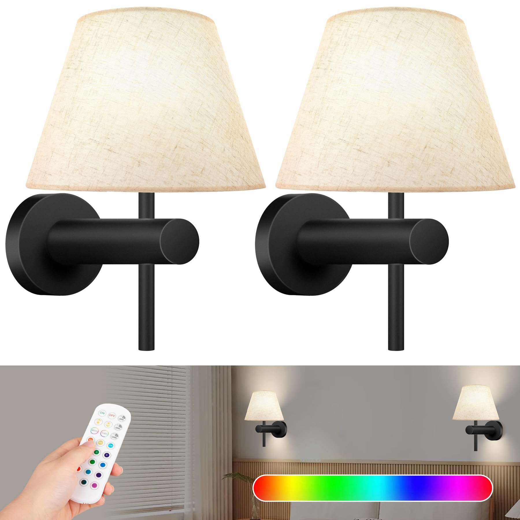 Battery Operated Wall Sconce - Two Sets of Rechargeable Wall Lights ...
