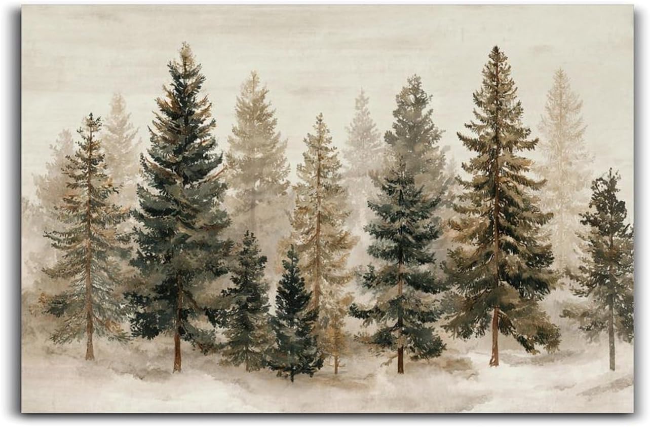 Amazon.com: Winter Christmas Tree Scenery Poster Canvas Aesthetics ...