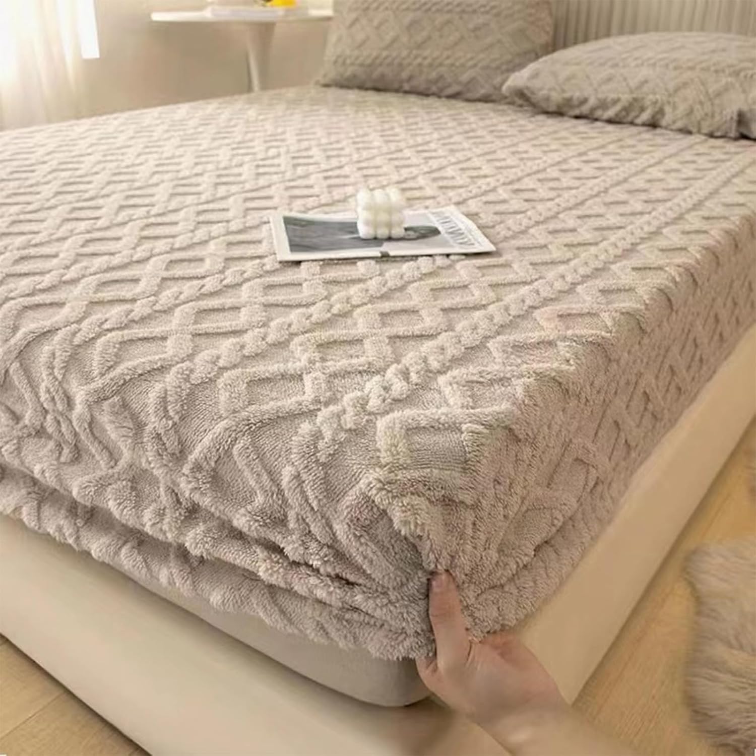 Amazon.com: Elastic Bed Sheets, Winter Super Soft Cosy Plush Shaggy ...