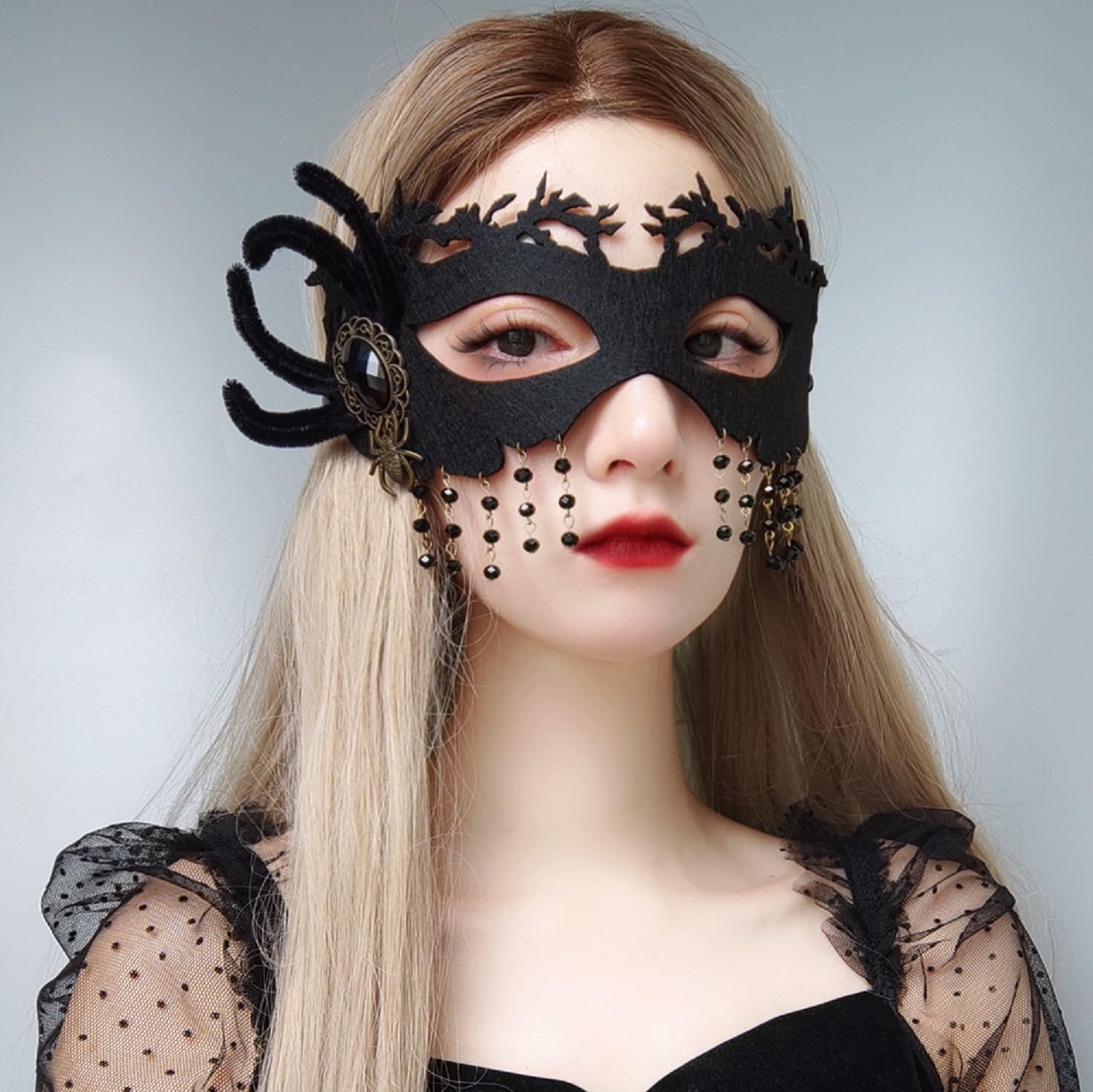 Amazon.com: LSHDXD Halloween Masks for Women,Mesh Masquerade Half-face ...