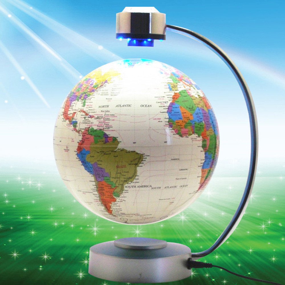 Levitating Desk Decor NHSUNRAY 8" Magnetic Levitation Floating Globe ...
