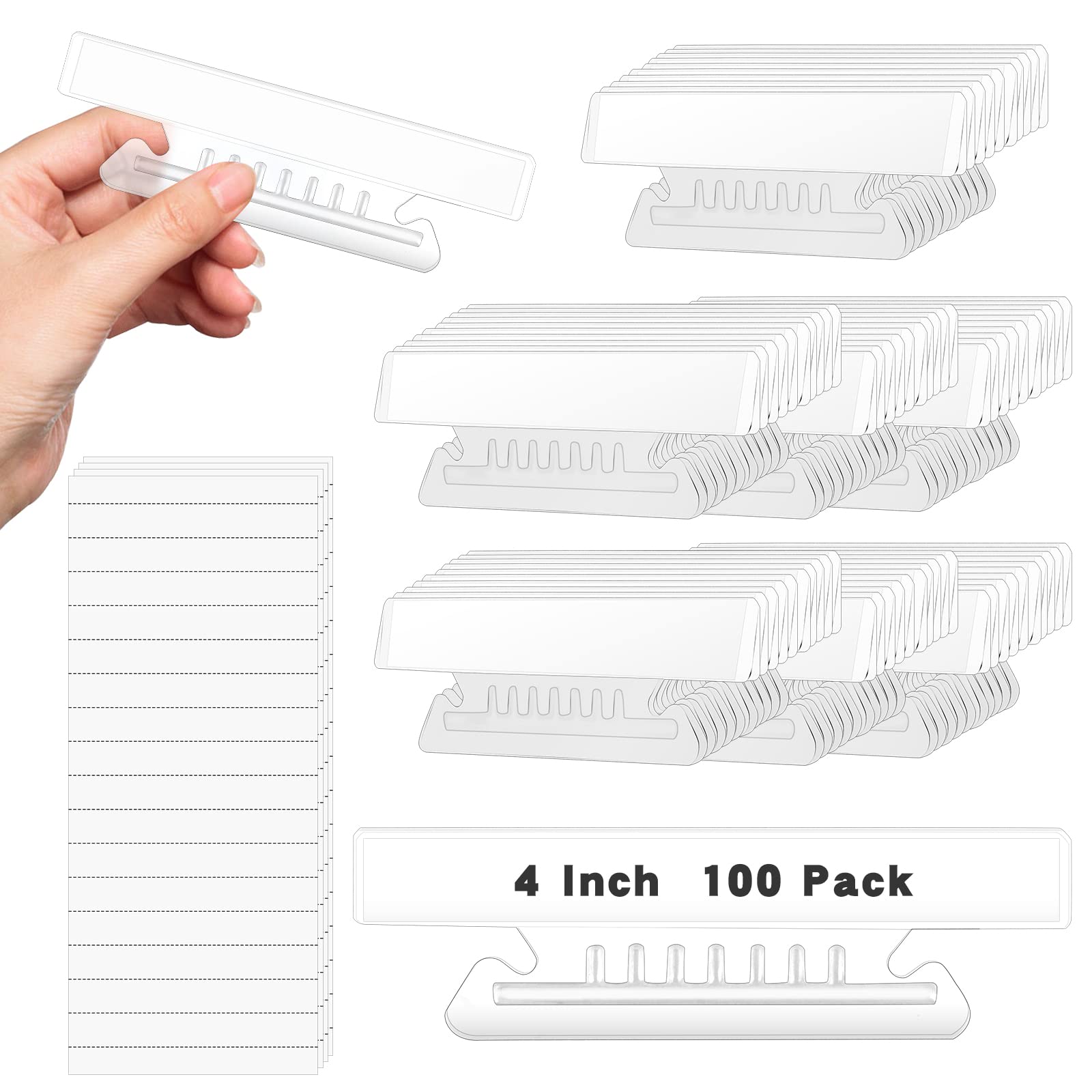 Amazon.com : SMAODSGN 100 Pieces 4 Inch Clear Hanging Folder Tabs ...