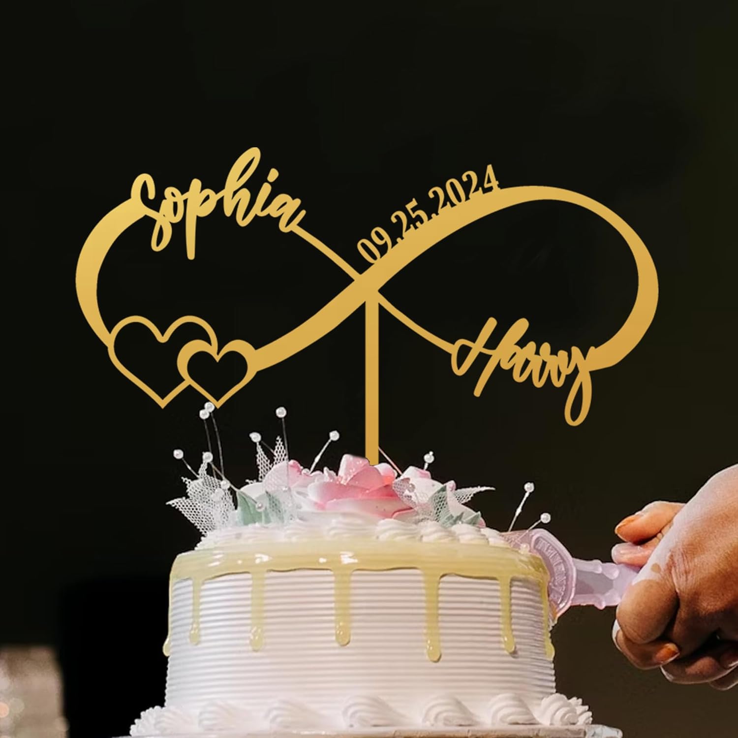 Amazon.com: Paraeva Personalized Wedding Infinity With Date cake ...