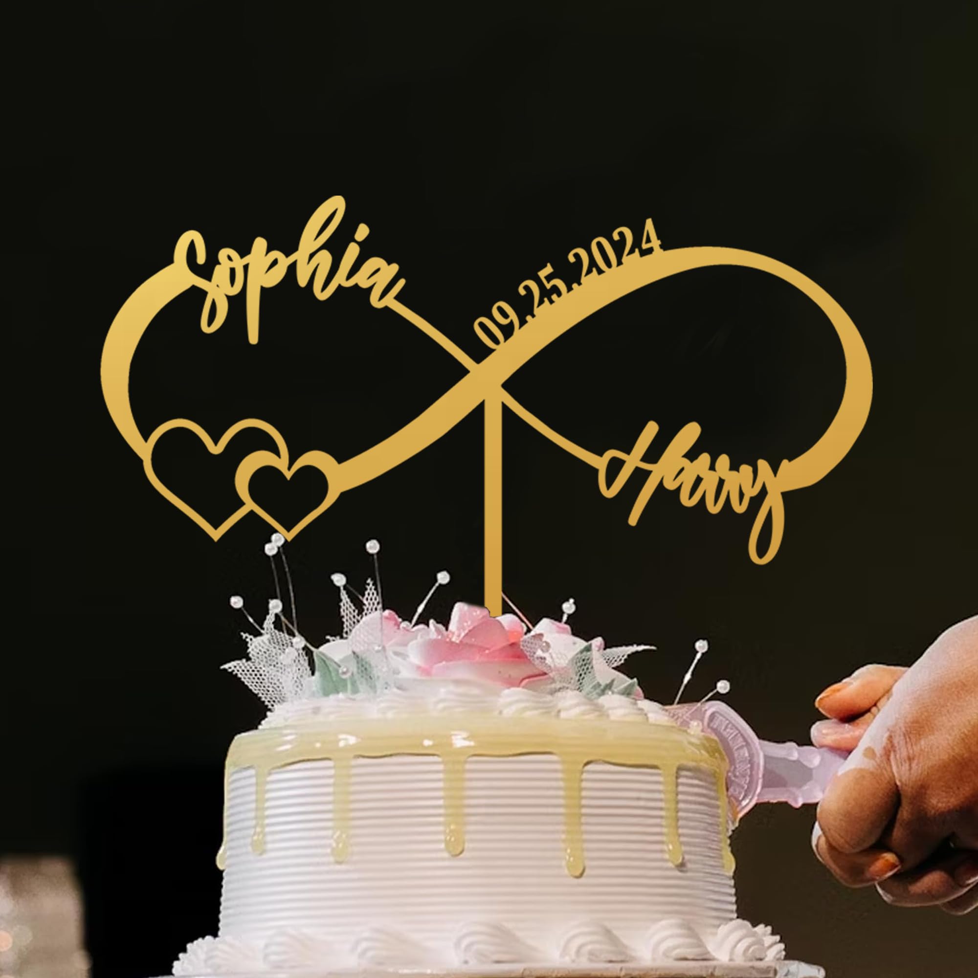 Elegant Gold Cake Toppers 20th Birthday Anniversary Cheers Gold