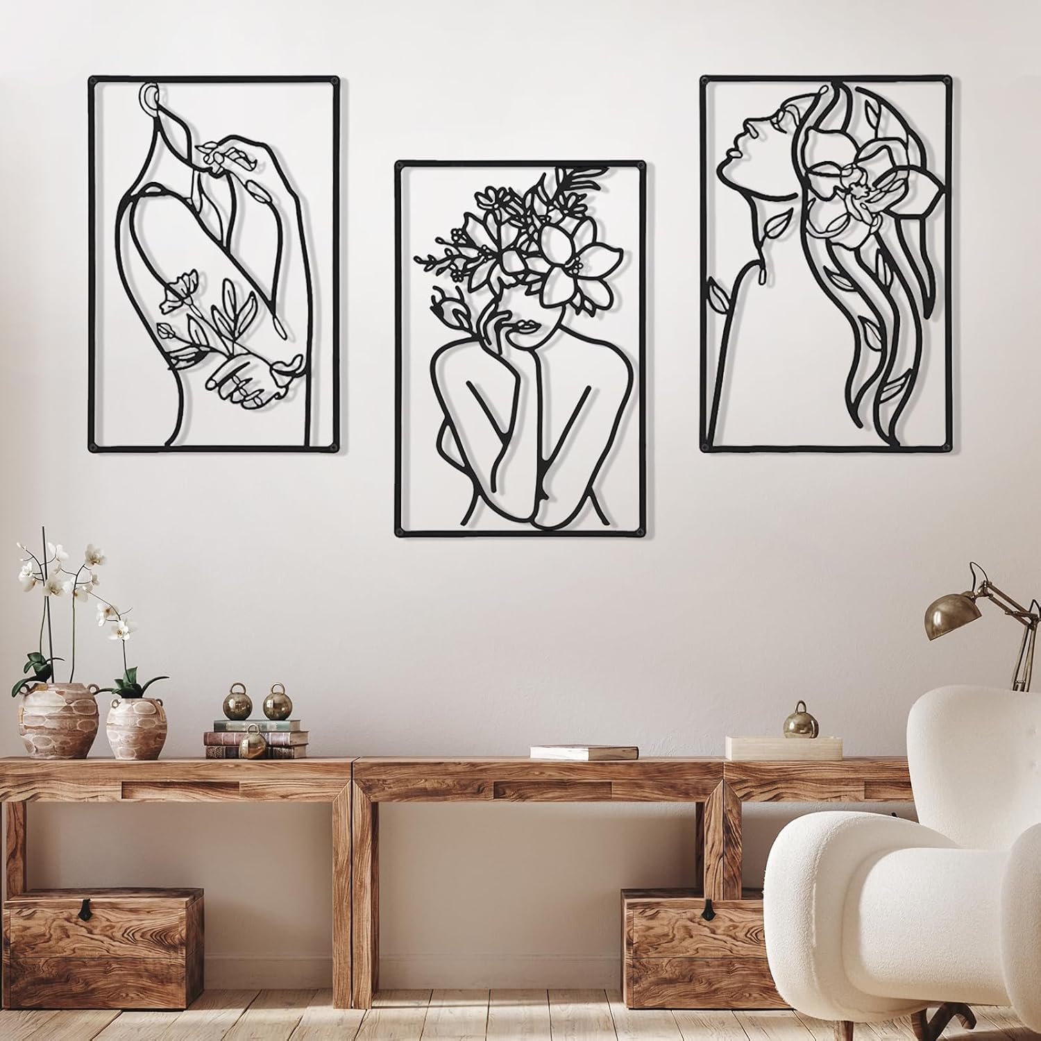 3 Pieces 35*25cm Metal Wall Decor, Modern Minimalist Wall Decor ...