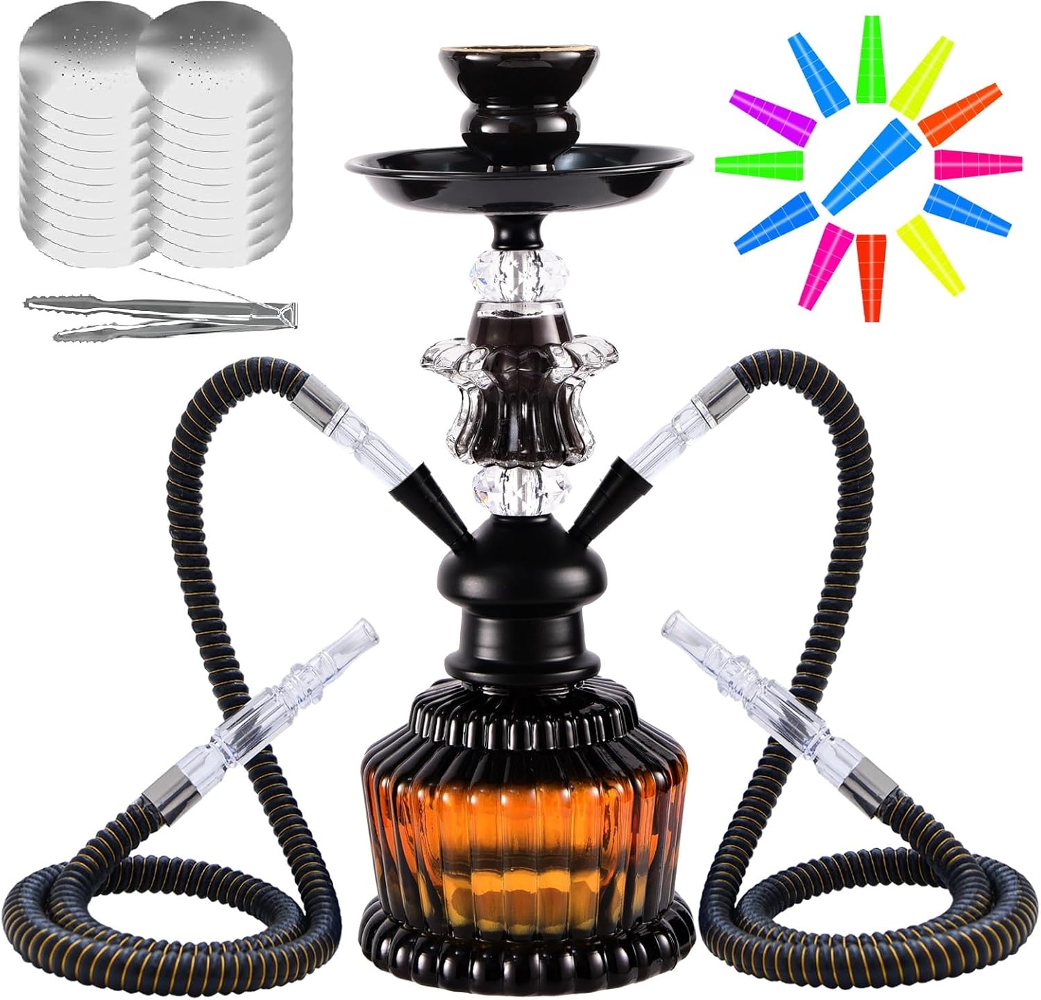 Amazon.com: Hookah Set With Everything 16" 2 Hose Premium Hookah Shisha ...