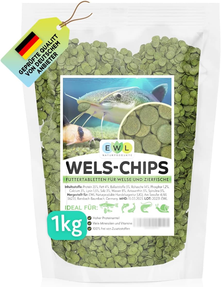 EWL Naturprodukte Wels Futtertabletten 1kg, Welsfutter, Wels Chips mit ...