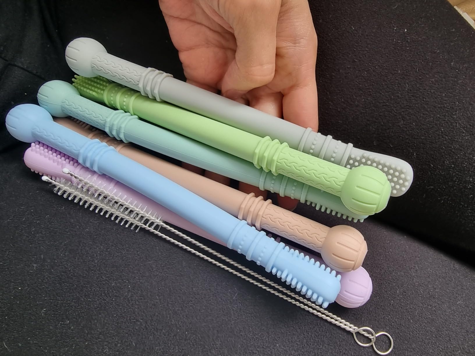 PandaEar Silicone Baby Teether Tubes, 6 Pack Teething Sticks for Babies ...