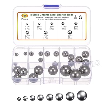 uxcell 24pcs G10 Precision Balls Assortment Kit 1/4" 5/16" 3/8" 7/16" 1 ...