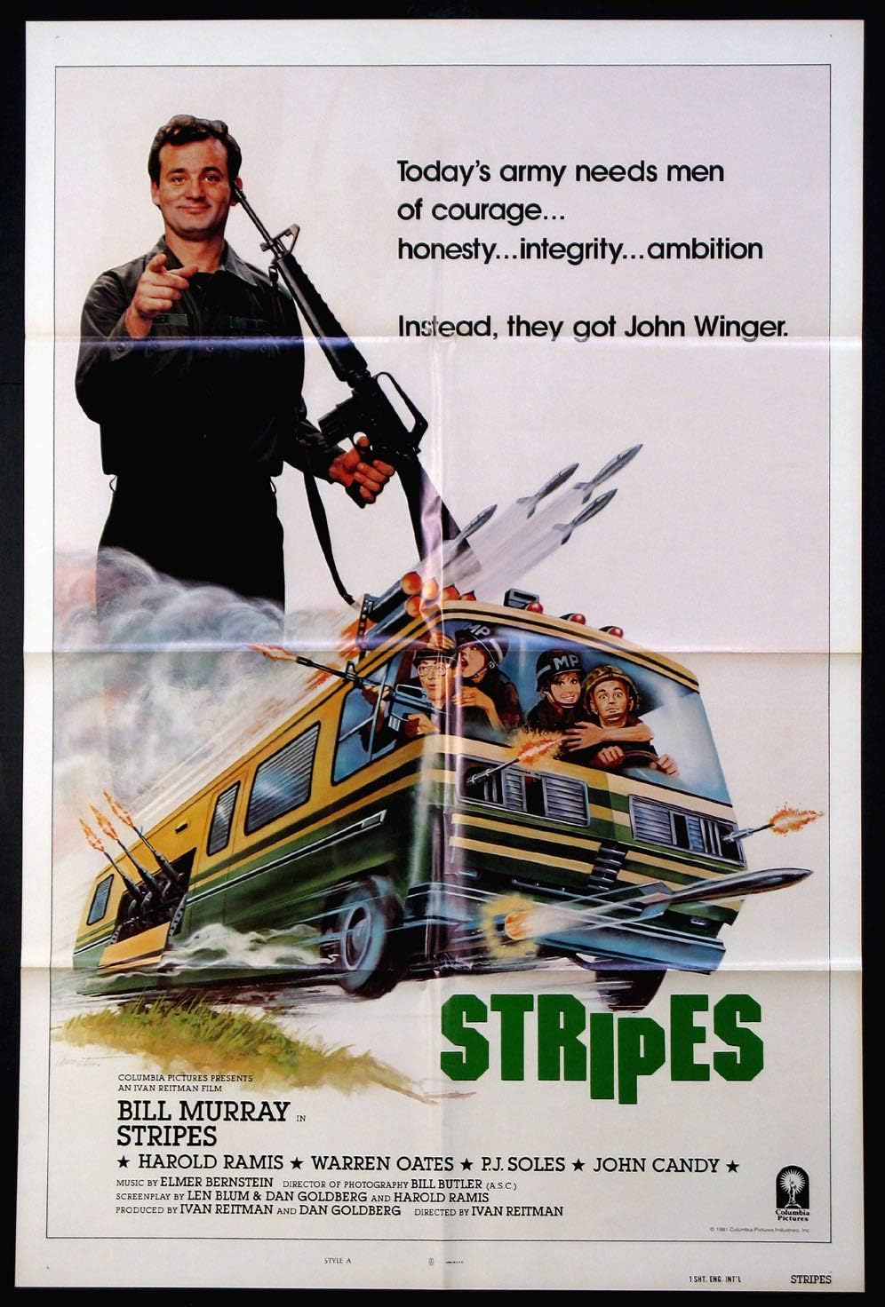 STRIPES BILL MURRAY HAROLD RAMIS 1981 ORIGINAL 27X41 INTL STYLE ONE ...