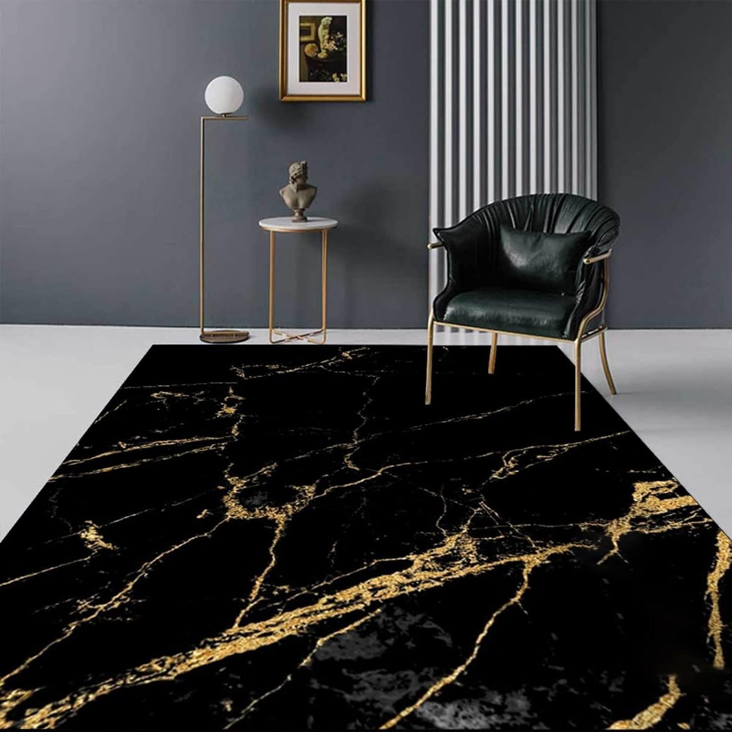 Amazon.com: Black Gold Marble Modern Abstract Area Rugs, Retro Accent ...
