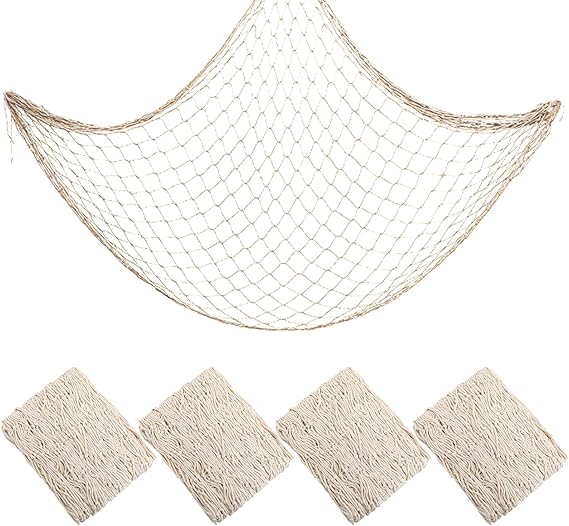 Amazon.com: 4PCS Fish Net Decorations, Natural Cotton Hawaiian Party ...