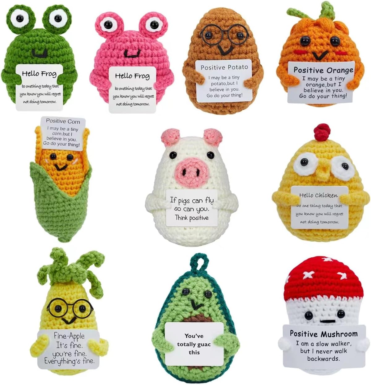 Amazon.com: 10 Pcs Funny Cute Positive Potato Pineapple Avocado Pig ...