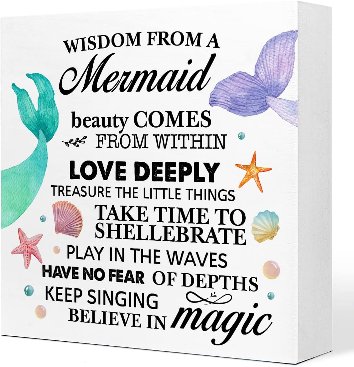 Amazon.com: Summer Desk Decor,Wisdom from a Mermaid Inspirational Wood ...