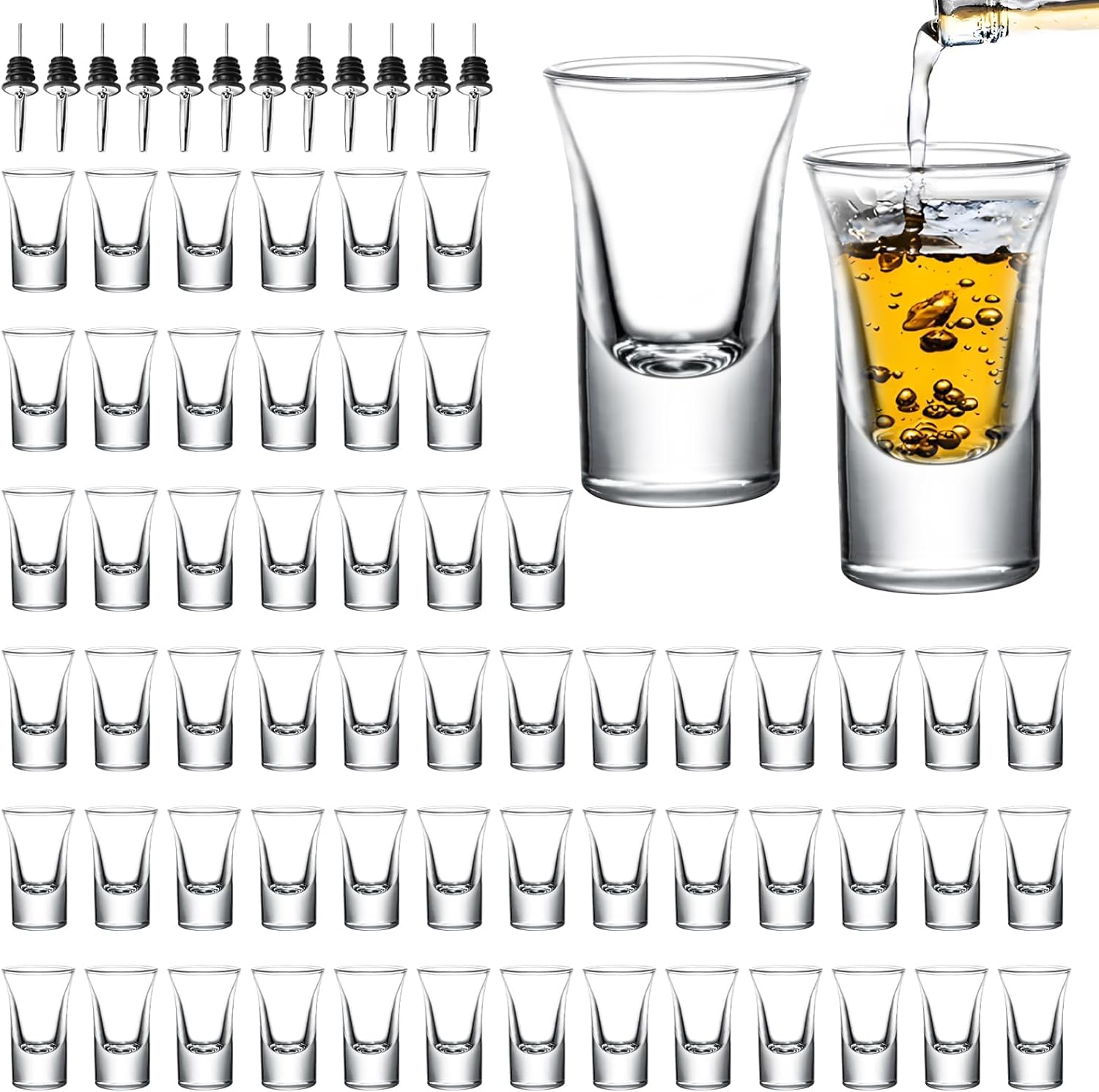 Amazon.com | SUN GKOTTA 60-Pack 1 OZ Glass Shot Glasses set with 10 ...