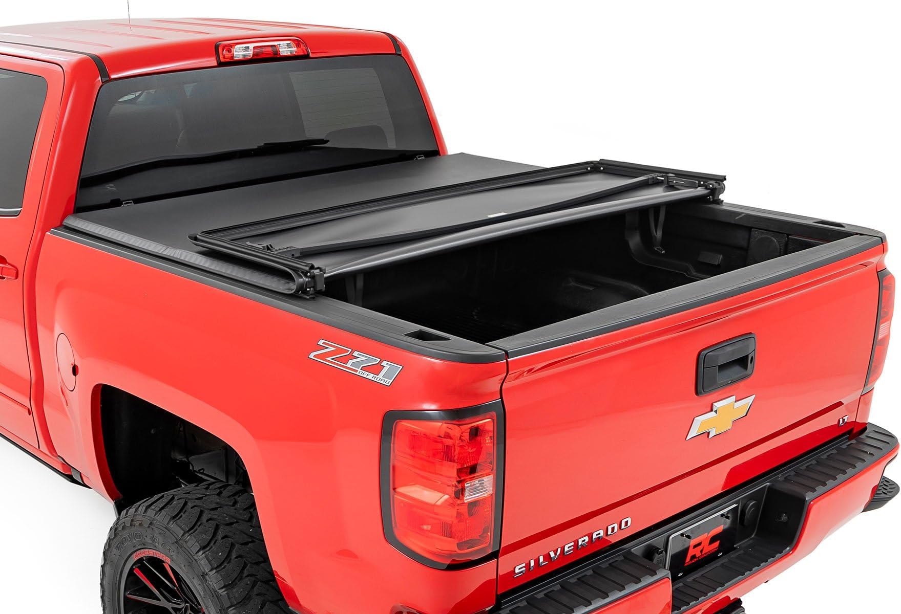 Amazon.com: Rough Country Soft Tri-Fold Truck Bed Tonneau Cover for ...