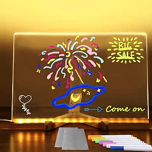 Amazon.com : Acrylic Dry Erase Board with Light, LED Note Board with 7 ...