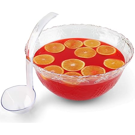 Amazon.com | 12 Quart Embossed Clear Punch Bowl: Bowls
