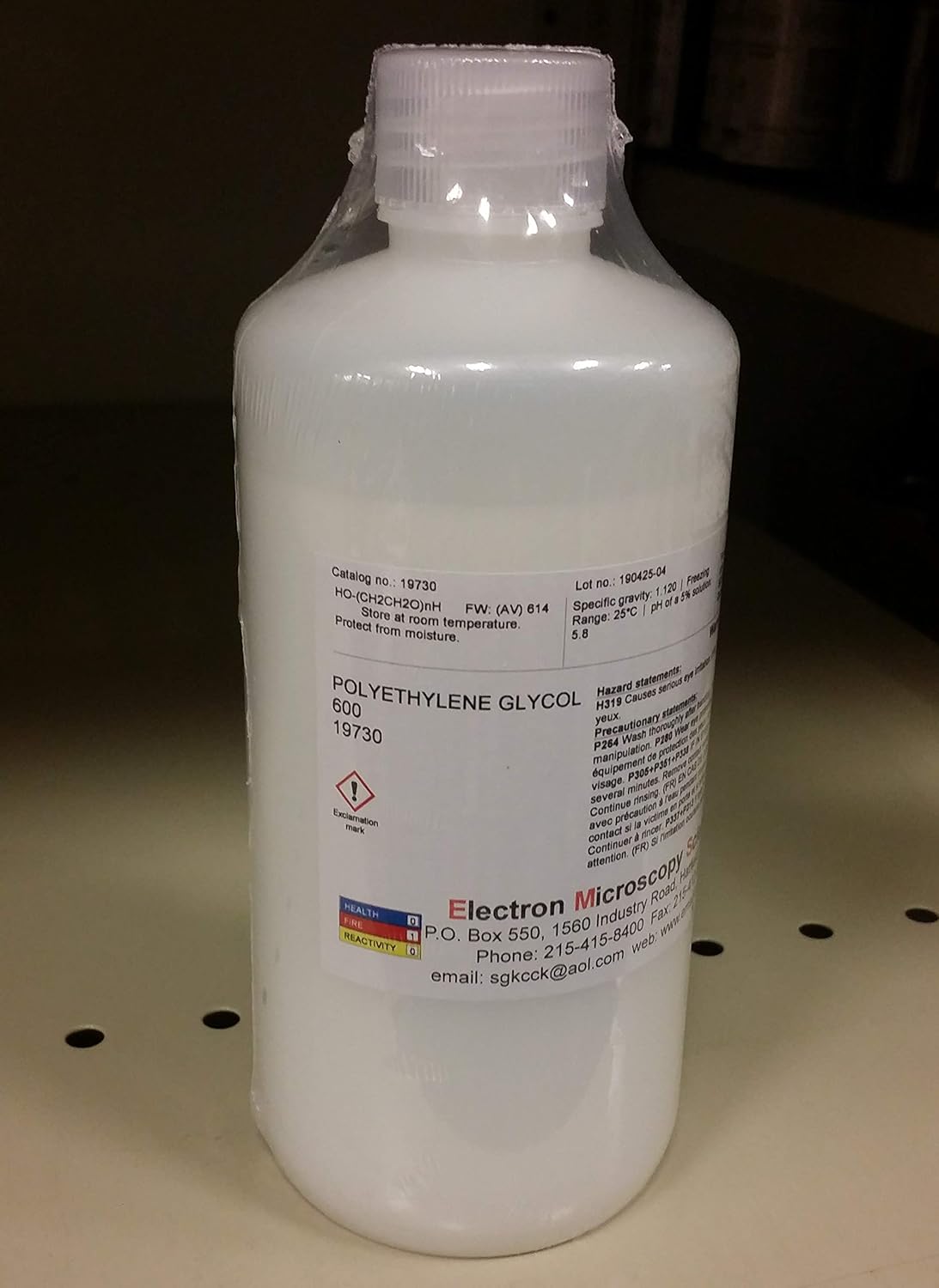 Polyethylene Glycol PEG 600 Viscous Liquid, 450ml : Amazon.co.uk ...