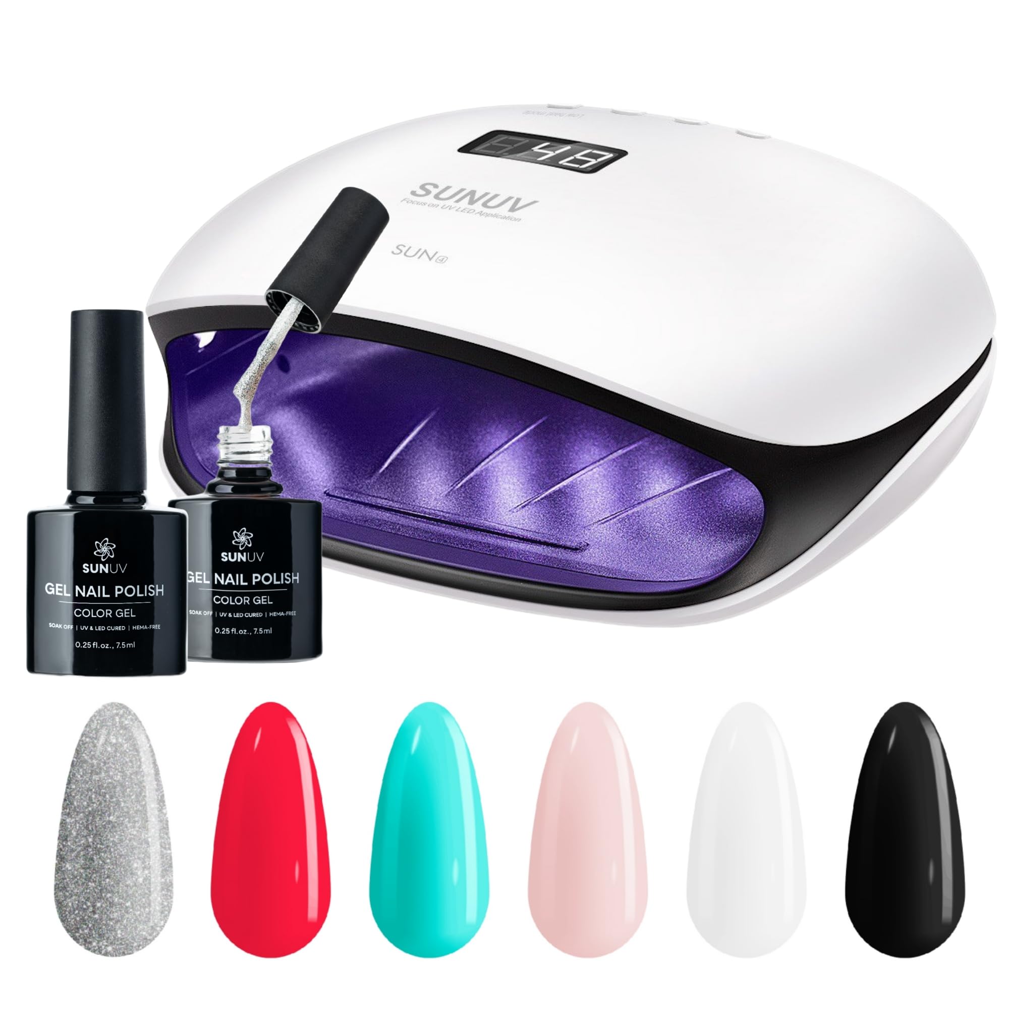 Amazon.com: SUNUV 48W UV LED Nail Lamp, UV Light for Nails SUN4 Black ...