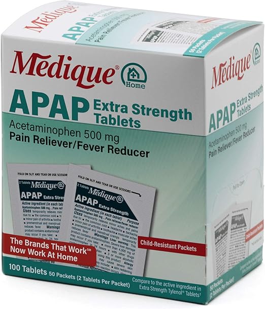 Amazon.com: Medique @ Home 70433 Extra Strength APAP Tablets, Non ...
