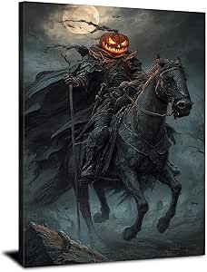 Amazon.com: Spooky Pumpkin Knight Wall Art Creepy Halloween Pictures ...
