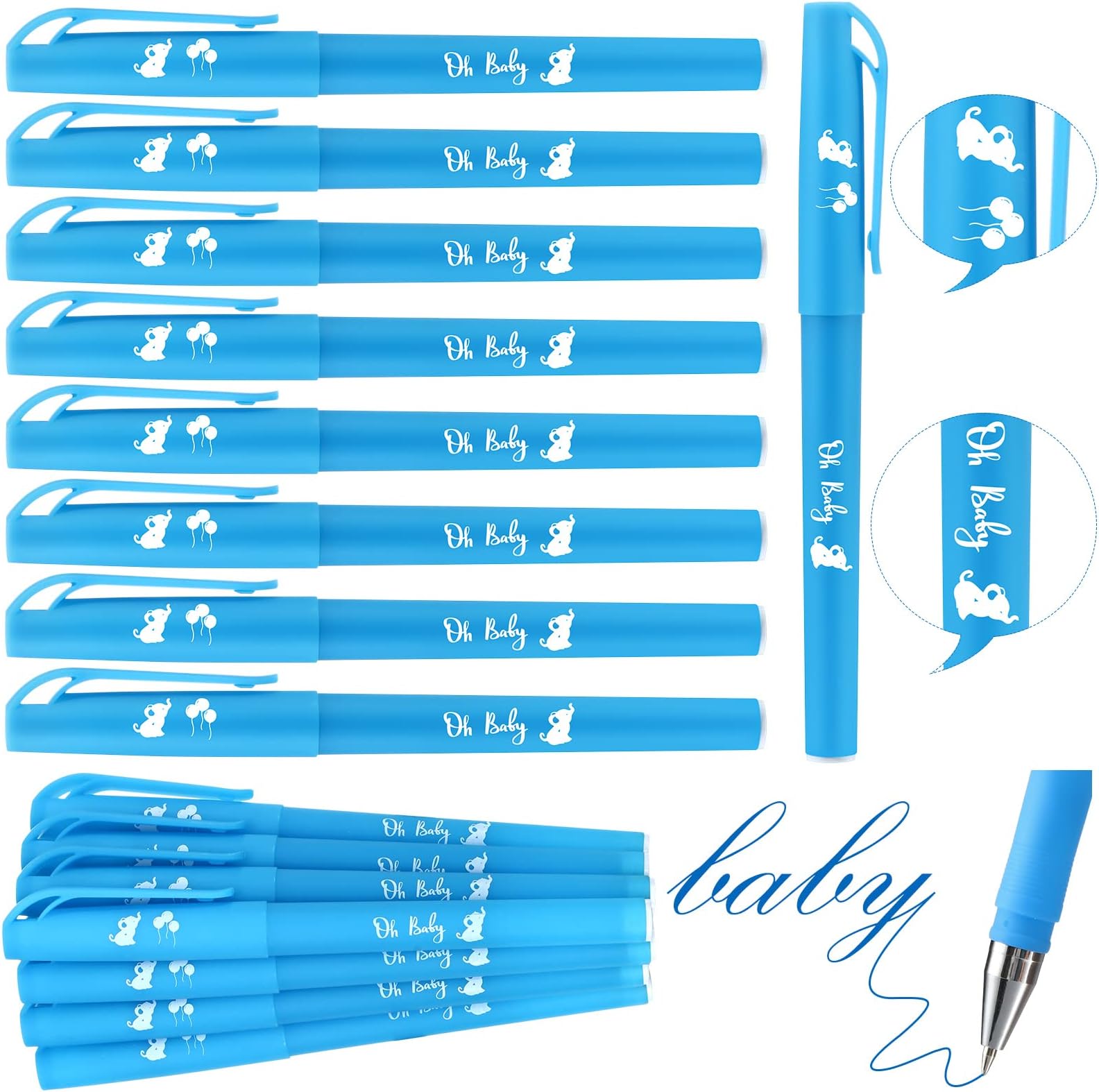 Amazon.com : Outus 24 Pcs Baby Shower Pens Boy Blue Elephant Baby ...