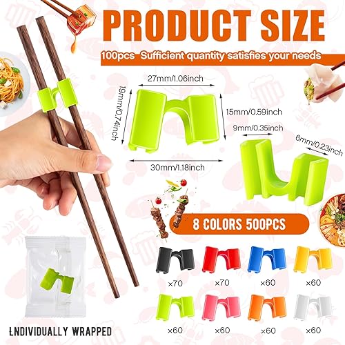 Snapklik.com : 200 Pcs Reusable Chopsticks Helper Multicolor Training ...