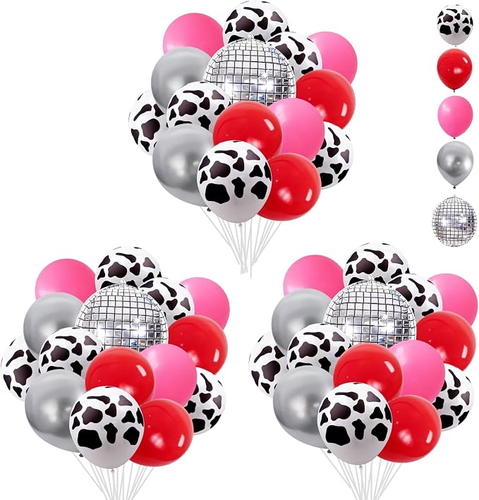 Amazon.com: Lukinuo 50Pcs Cow Print Balloon Western Cowgirl Pink ...