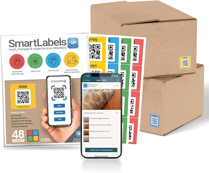 Amazon.com : Smart Labels QR Code Stickers Pack of 48 (Original) Made ...