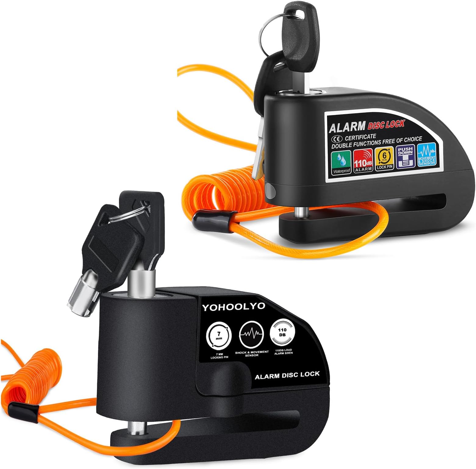 Amazon.com: YOHOOLYO Alarm Disc Lock Black and Motorcycle Lock New Alarm Control Anti-Theft ...