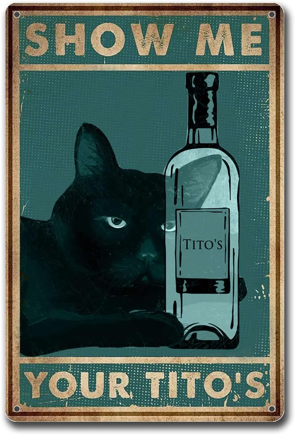 Amazon.com: Show Me Your Tito's Black Cat Wall Decor Art Funny Retro ...