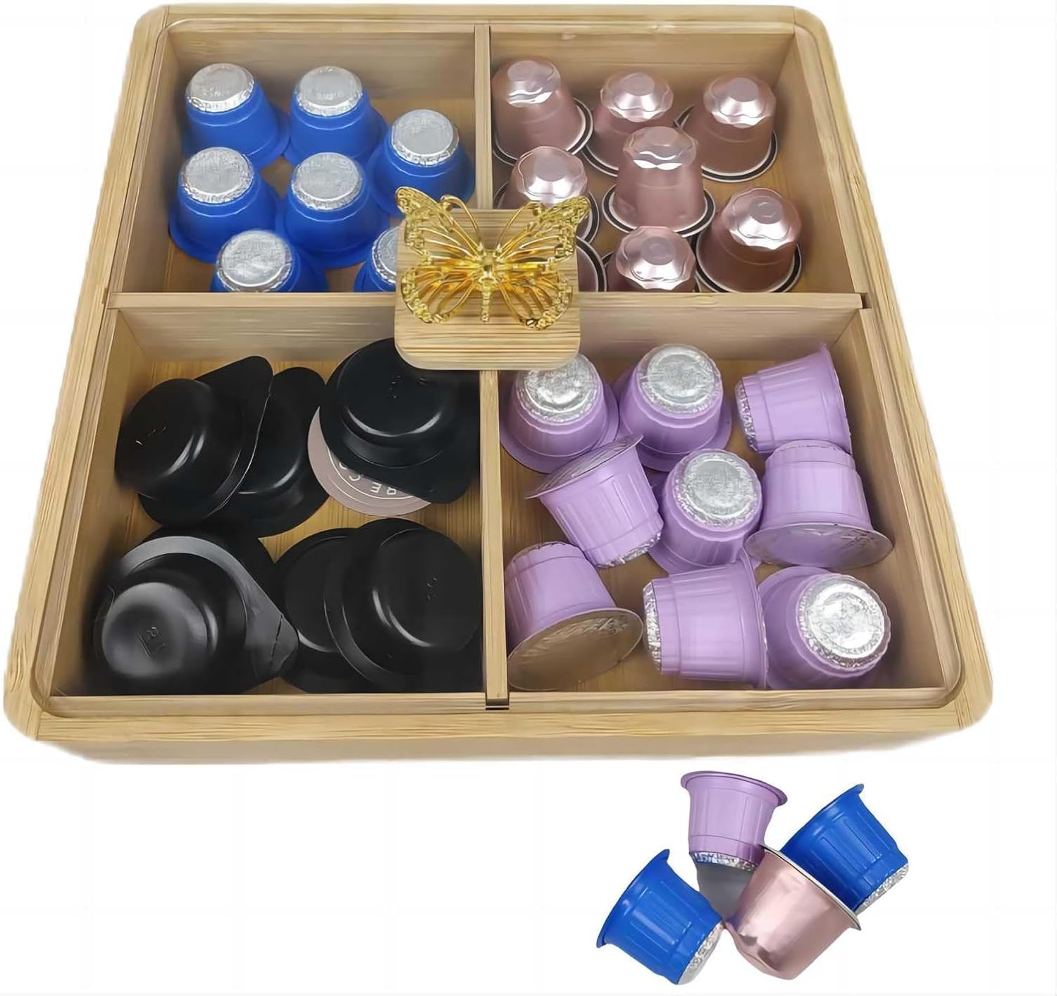 Amazon.com: POPGIO Coffee Pod Holder Organizer Acrylic Bamboo Tea Bag ...