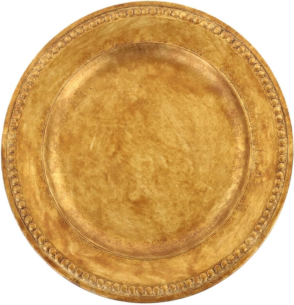 Amazon.com | Koyal Wholesale Vintage Gold Beaded Gilt Charger Plates, 4 ...