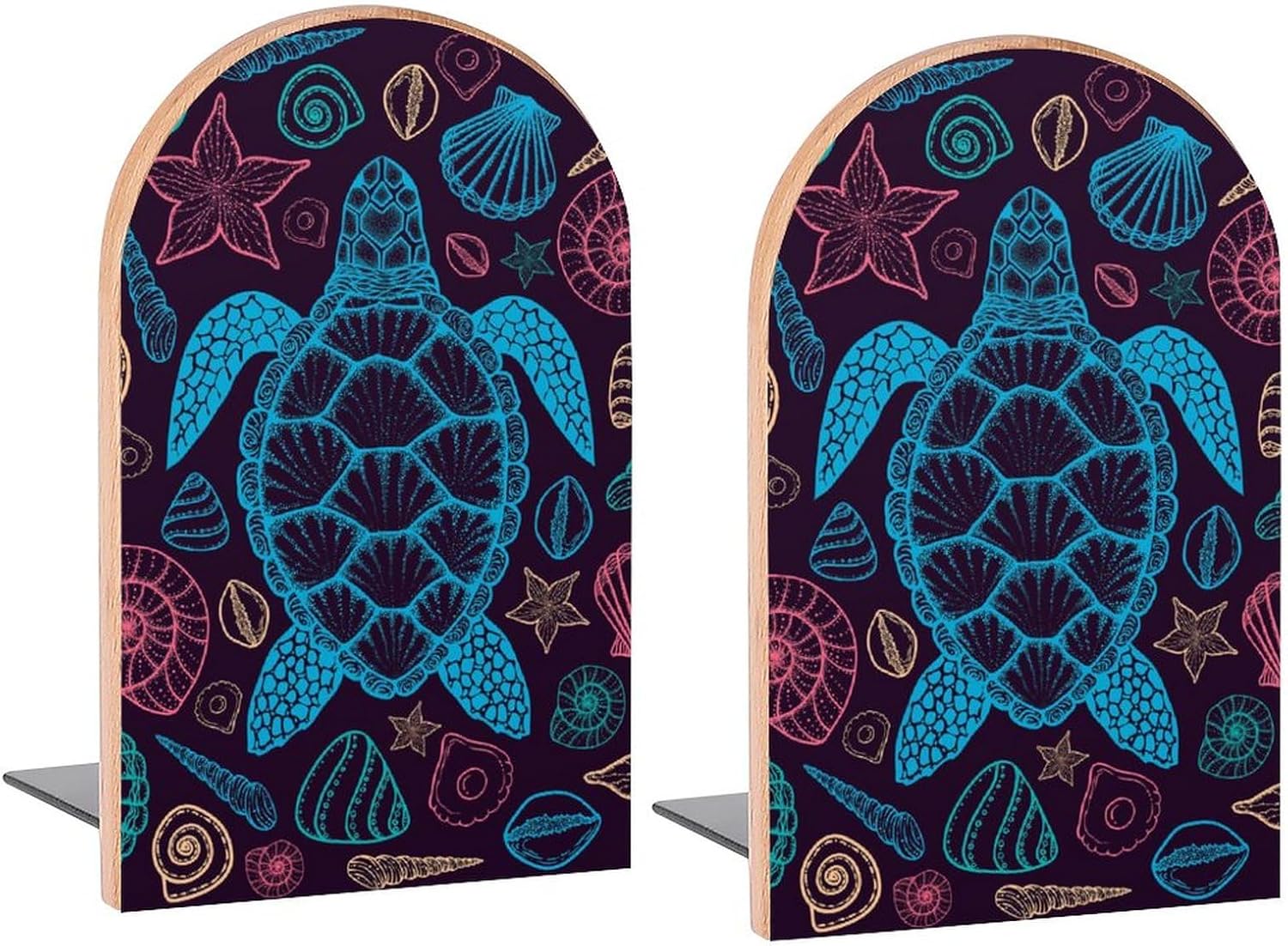 Amazon.com: Shells Starfish Turtle Sea Book Ends Decorative Wood ...
