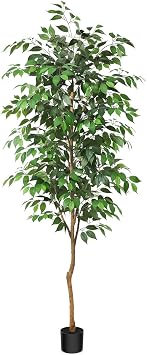 Amazon.com: Laiwot Artificial Ficus Tree, 7ft Tall Fake Tree, Fake Silk ...