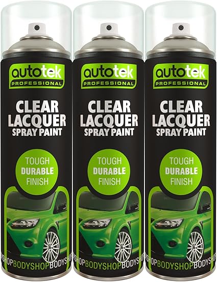 AutoTek Clear Lacquer Multi-Purpose Aerosol Spay Paint 500ml x3 ...