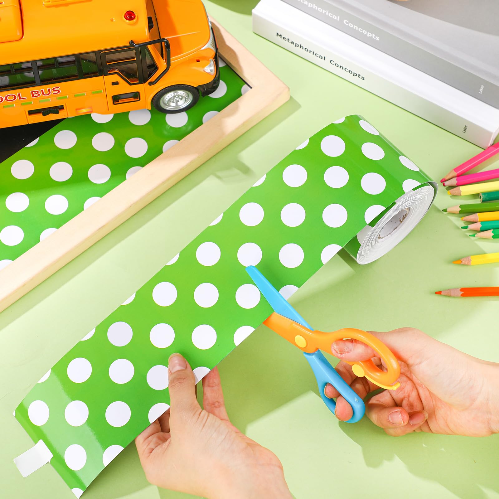 Snapklik.com : 65 Feet Lime Green Polka Dot Bulletin Board Borders ...