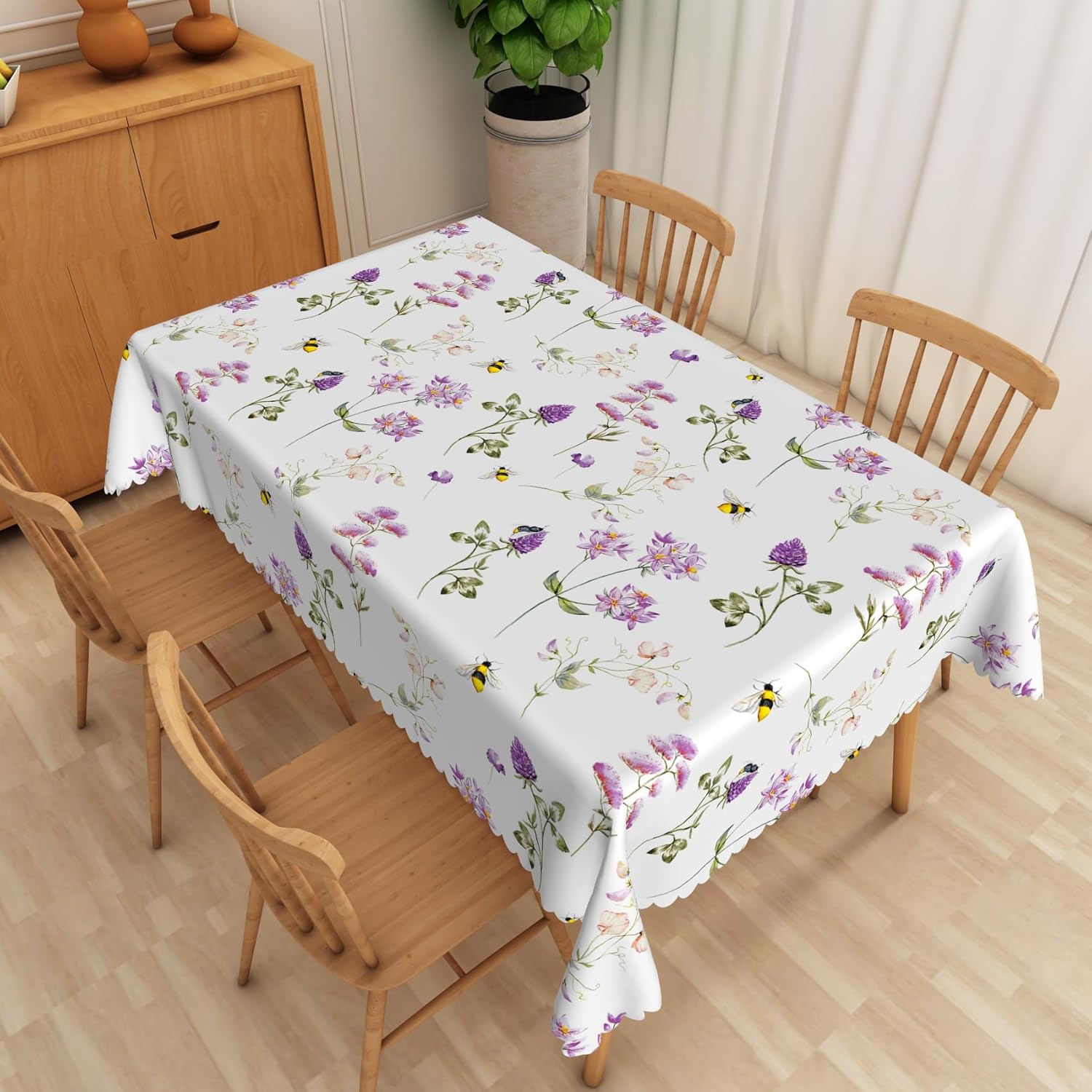 Amazon.com: SIEDYCV Purple Floral Rectangle Tablecloth 60x102 Inch ...