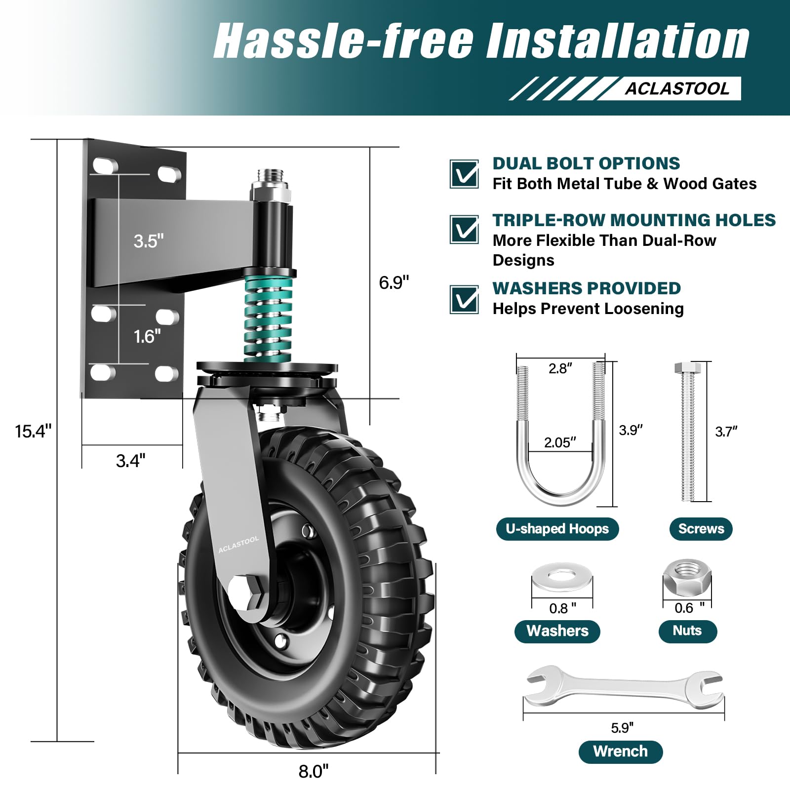 Snapklik.com : Gate Wheel, 15.4 Inch Overall Height, 8 Inch Wheel ...