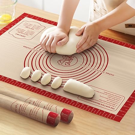 Amazon.com: Non Stick Silicone Pastry Mat, Dough Mat for Rolling, Food ...