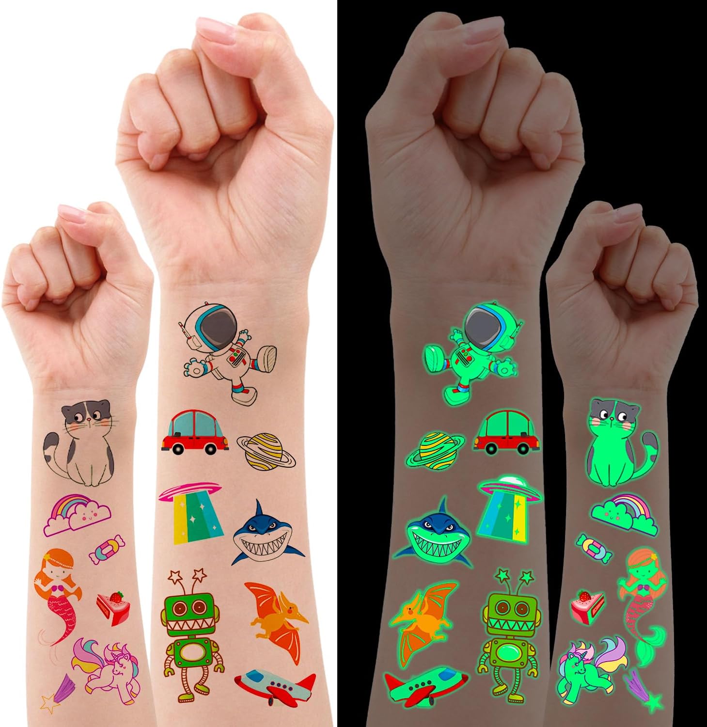 Amazon.com : Tattoos for Kids 30 Sheets Glow in the Dark Tattoos for ...
