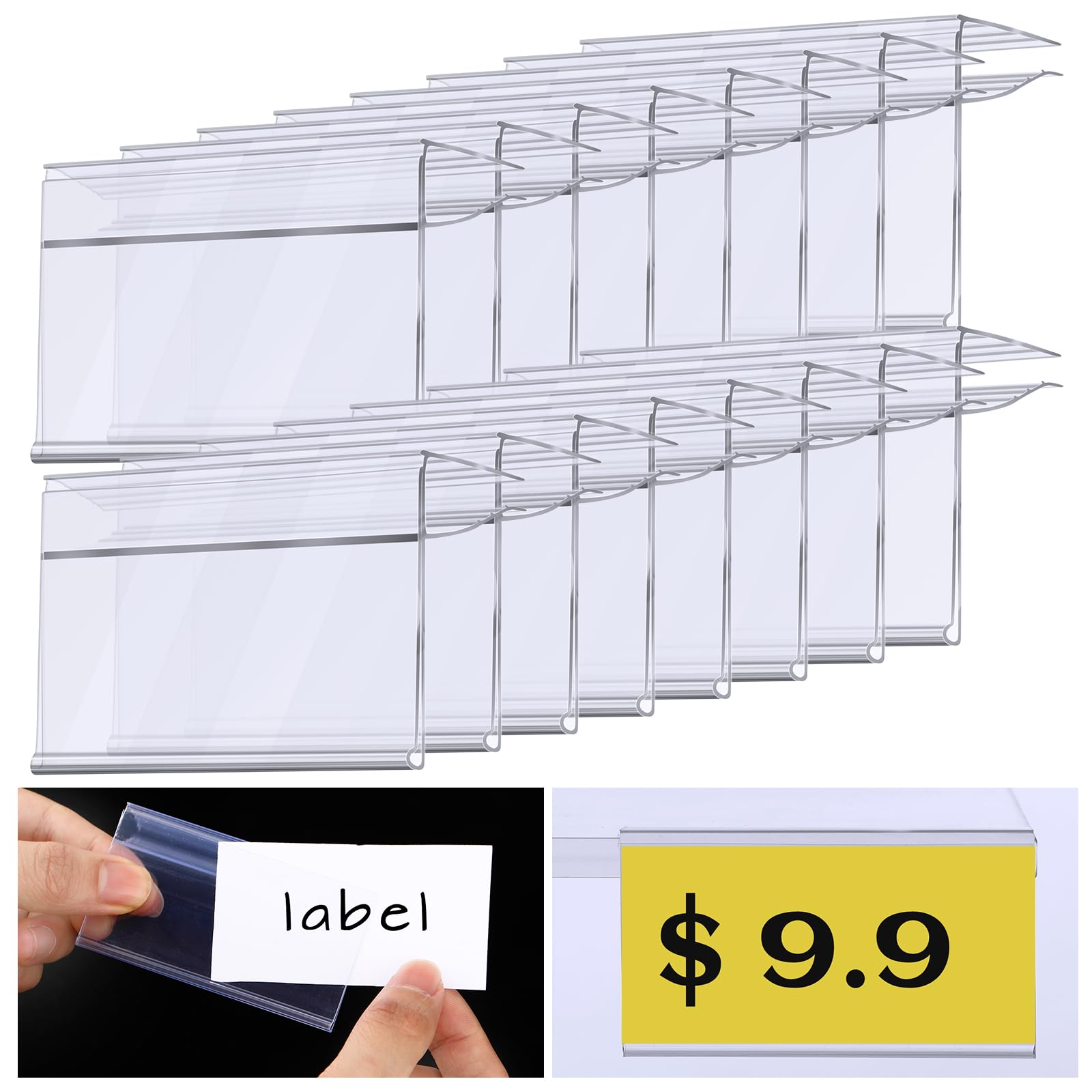 Amazon.com : Qunclay 200 Pcs 1.25 x 3 Inches Shelf Label Holder Clear ...