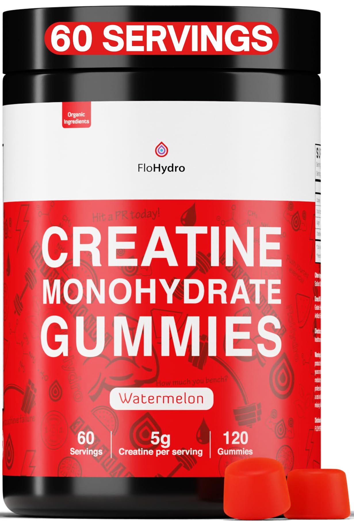 Amazon.com: FloHydro Creatine Monohydrate Gummies | 60 Servings | 5g ...