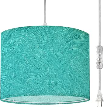 RAINFALLARING Boho Plug in Pendant Light Teal Texture 16.4ft Plug in ...