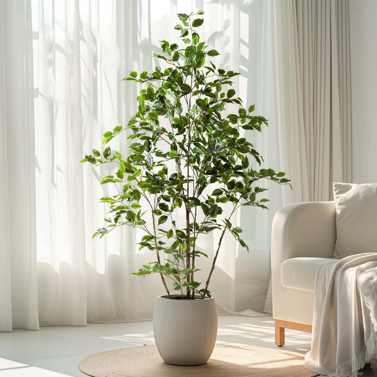 Amazon.com: Bailikang 5ft Artificial Ficus Tree-Artificial Plants ...