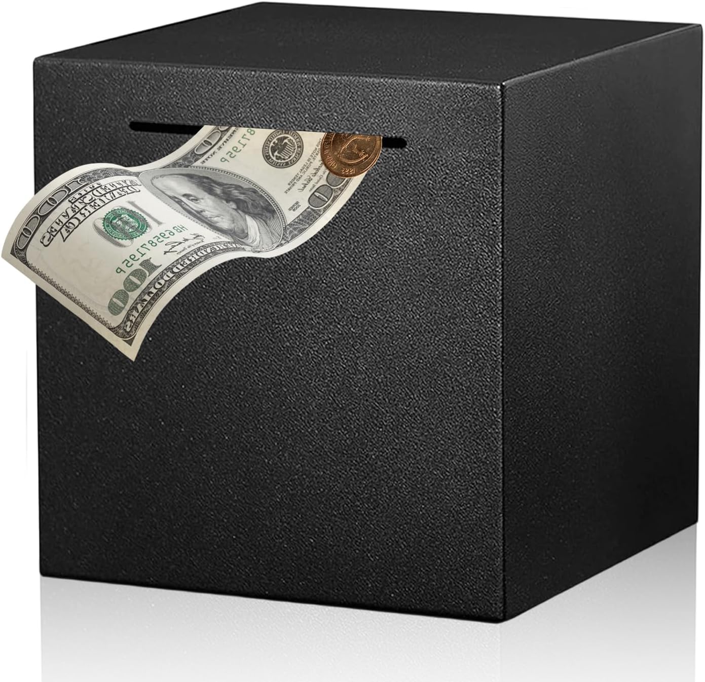 Piggy Bank for Adults, 12×12×12CM Metal Savings Box Black Coin Jar ...