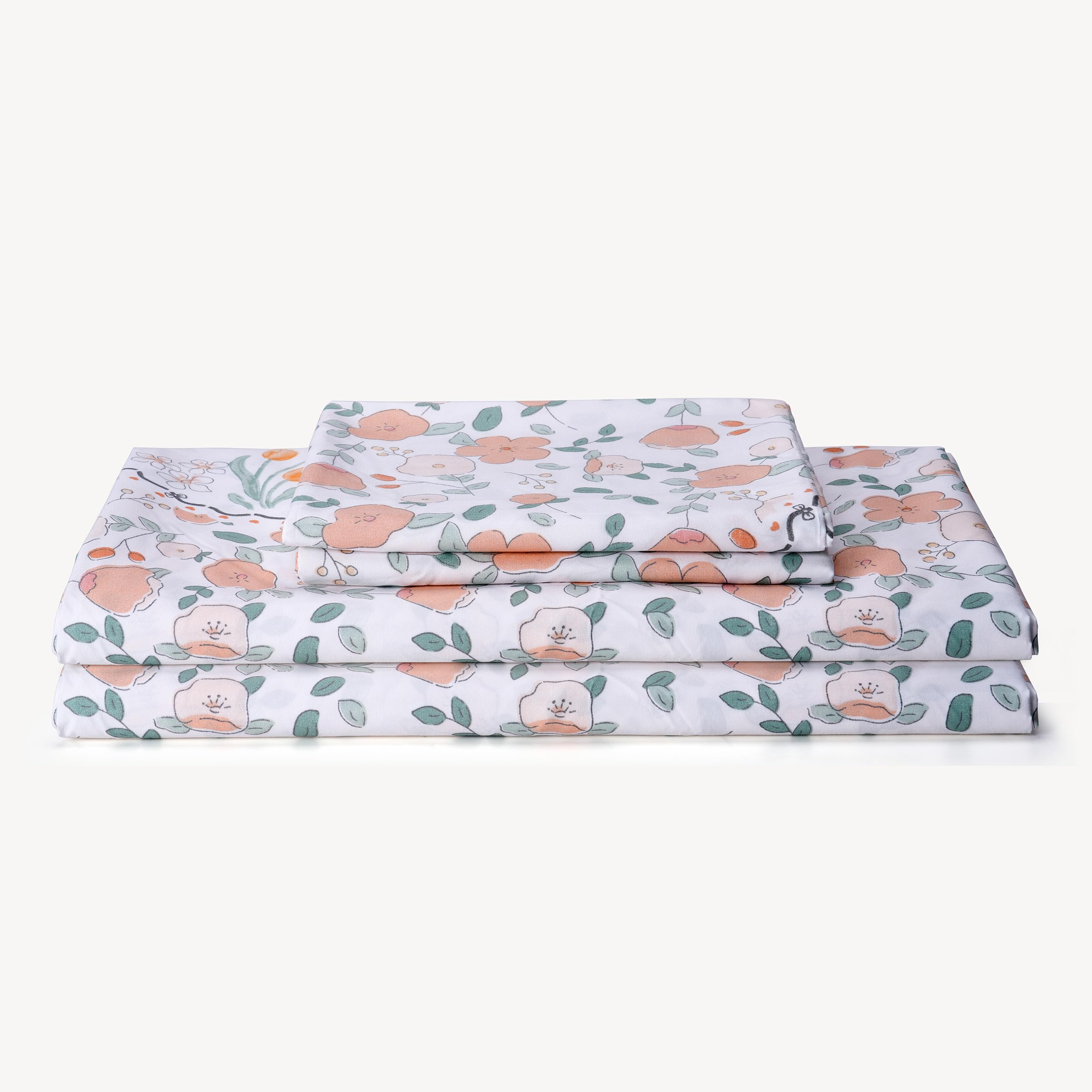 Amazon.com: Spring Floral Printed Sheet Set Full Size, 4 Piece Soft ...