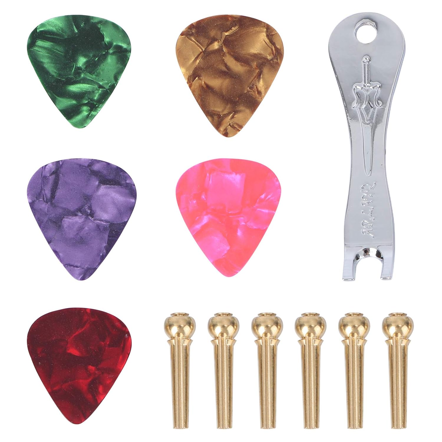 1 Set Guitar Bridge Pins Set Brass Endpins Set Endpin Puller Pulling ...